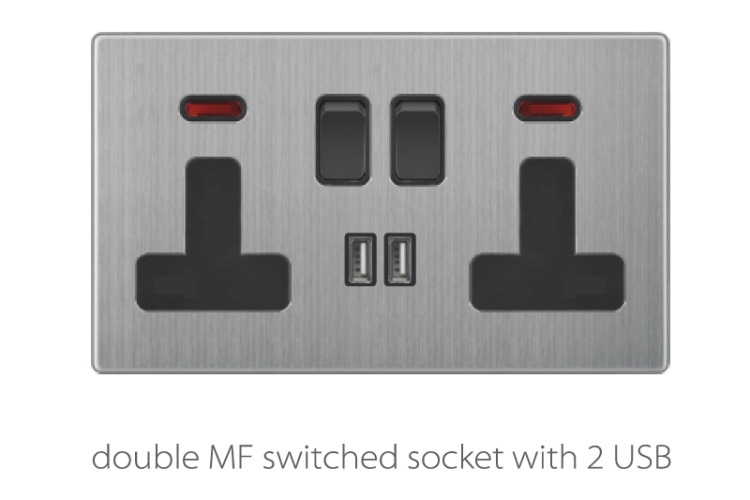 V3 Coffee-Stainless Double Socket