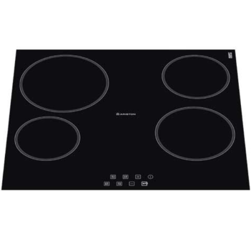Ariston 60 X 51 Cms 4 Radiant Zones Knobs Hob, Black - Modesy